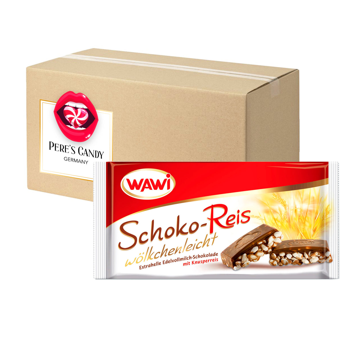 Wawi Schoko-Reis Tafel aus Edel-Vollmilchschokolade 4x200g – Pere's Candy