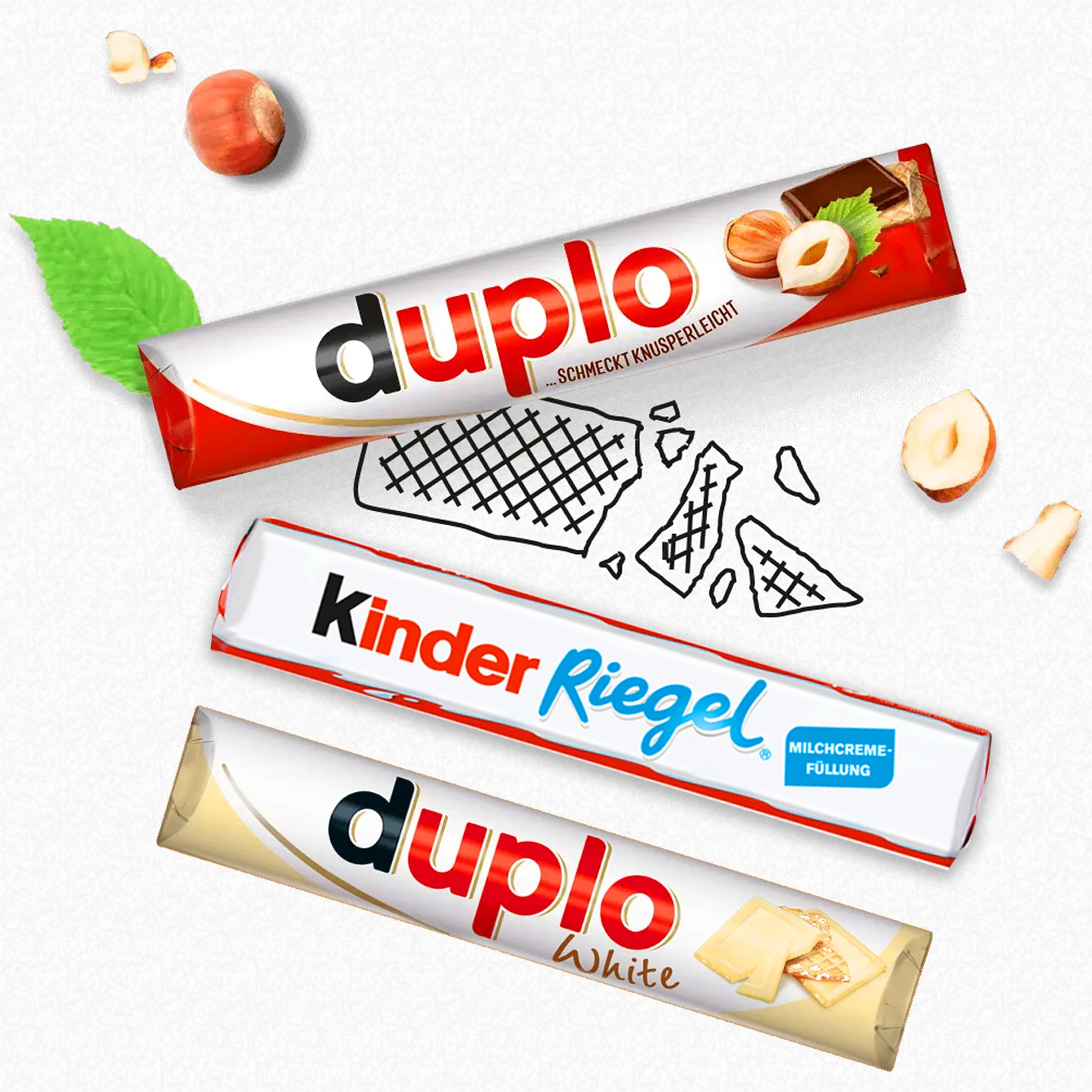 Ferrero Duplo 40erPack + Duplo White 40erPack + Kinder Riegel 36erPack ...