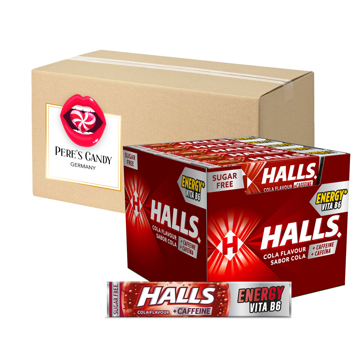 Halls ENERGY COLA 20x33,5g – Pere's Candy