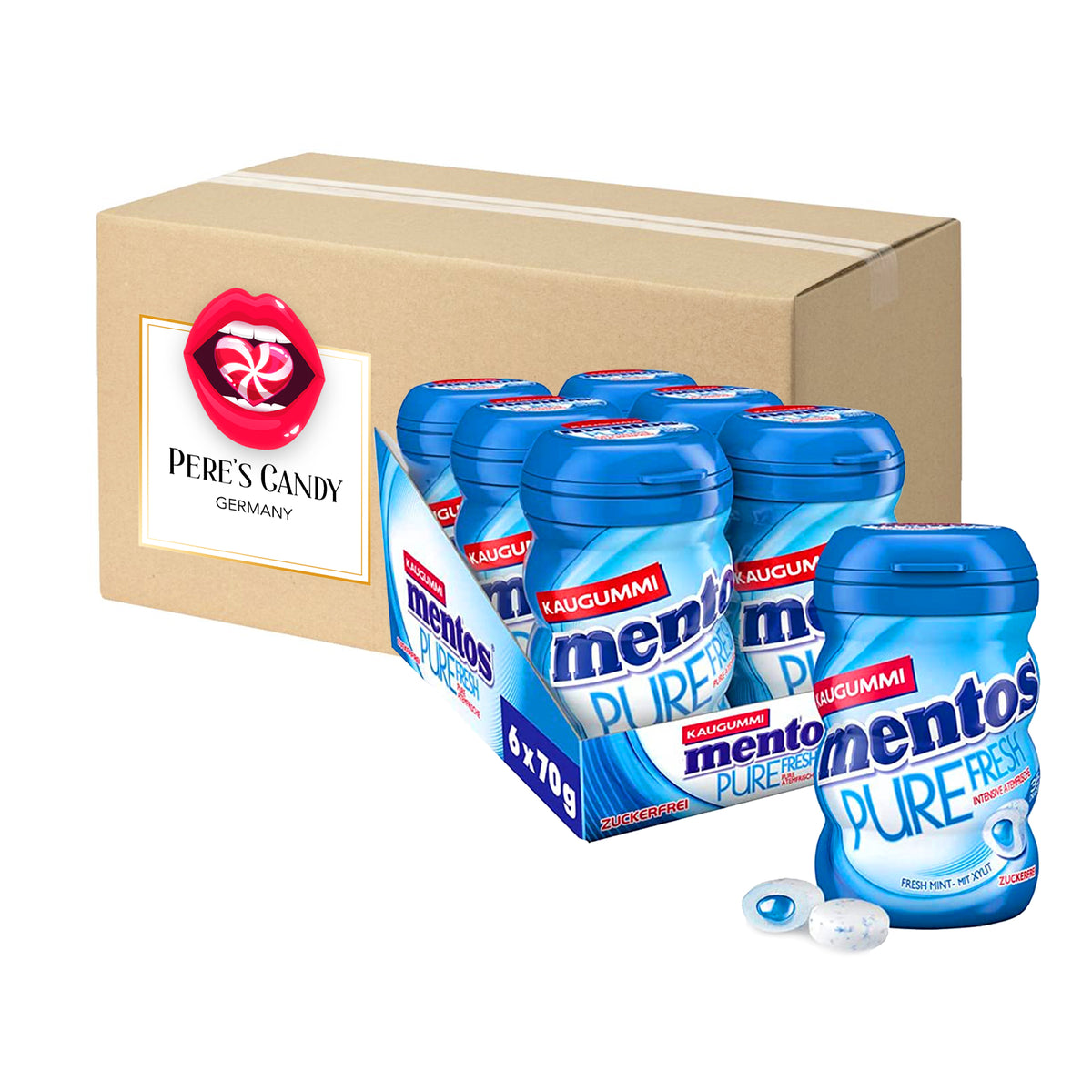 Mentos Pure Fresh Mint Kaugummi Zuckerfrei 6x70g – Pere's Candy
