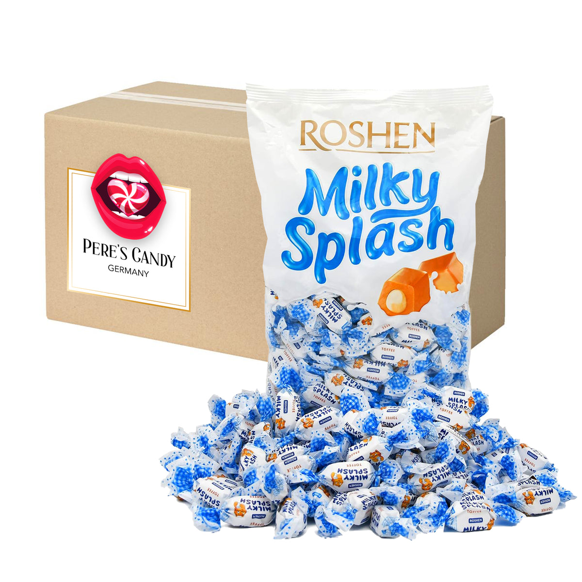 Roshen Milky Splash Toffeebonbons mit Milchfüllung 1kg – Pere's Candy