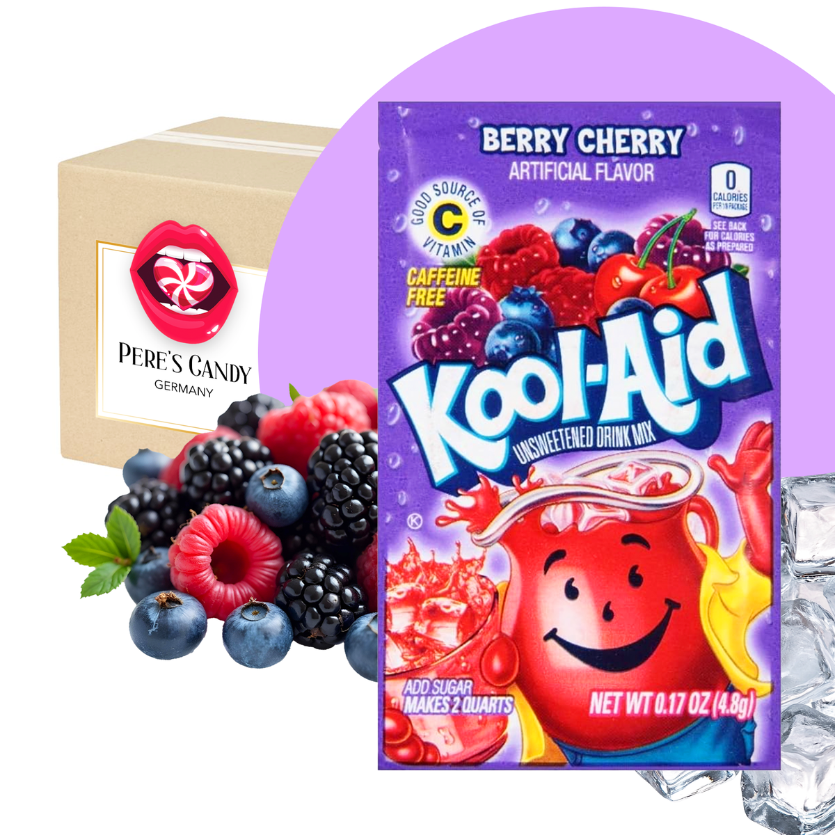 Kool Aid - Blastin Berry Cherry - Unsweetened Drink Mix 4,8g – Pere's Candy