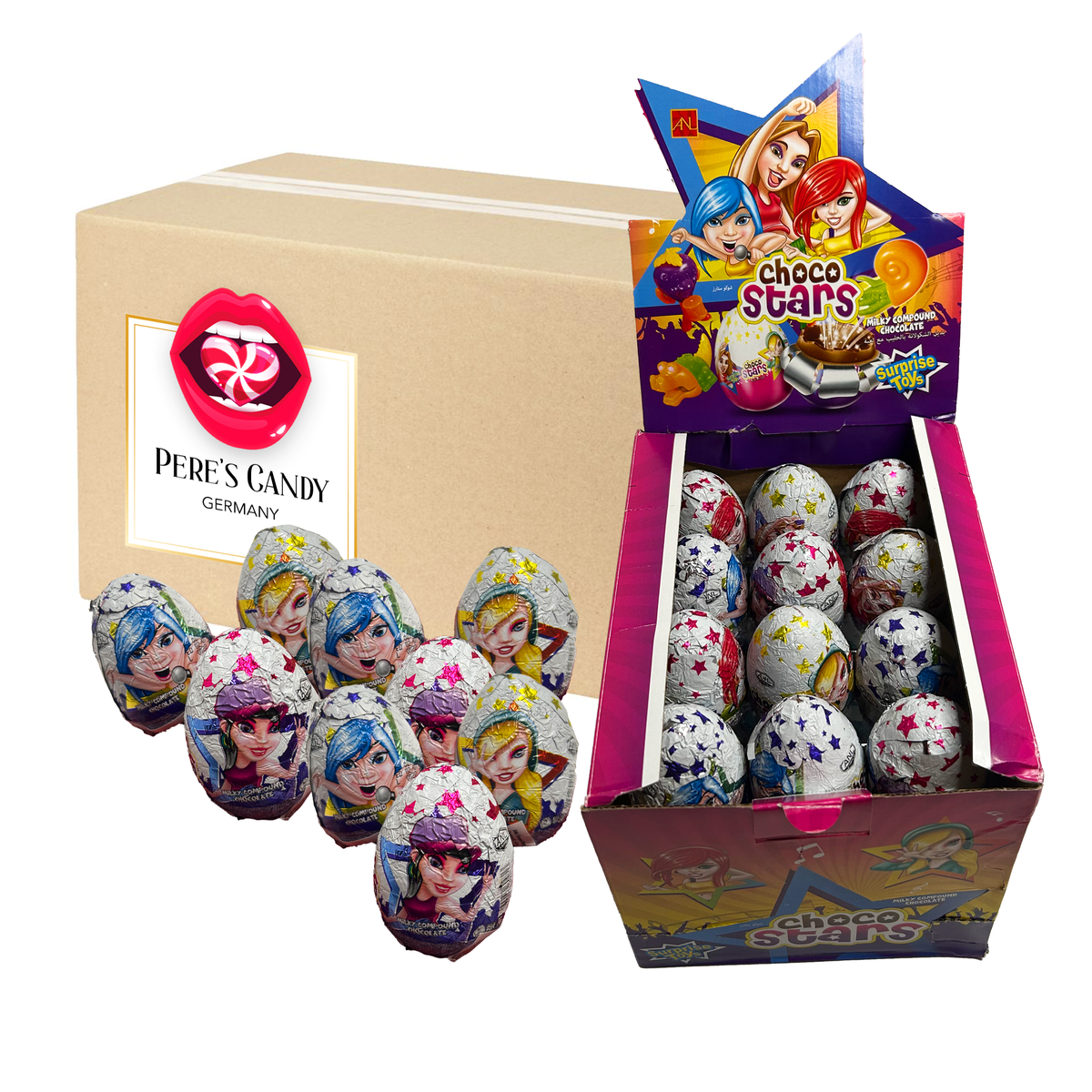 Choco Stars - mit Überraschungsspielzeug 24x25g - Schoko-Ei aus Vollmi ...